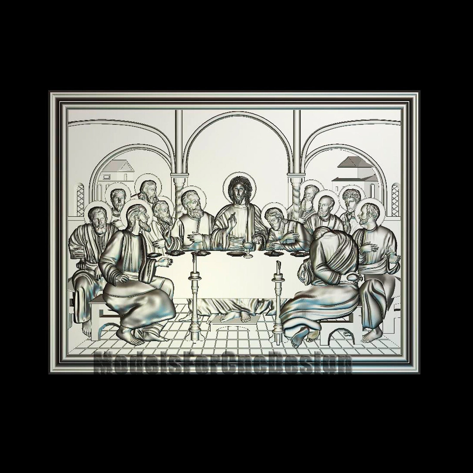 Last Supper 3d Stl Cnc File For Wood Carving Relief Jesus Stl Etsy