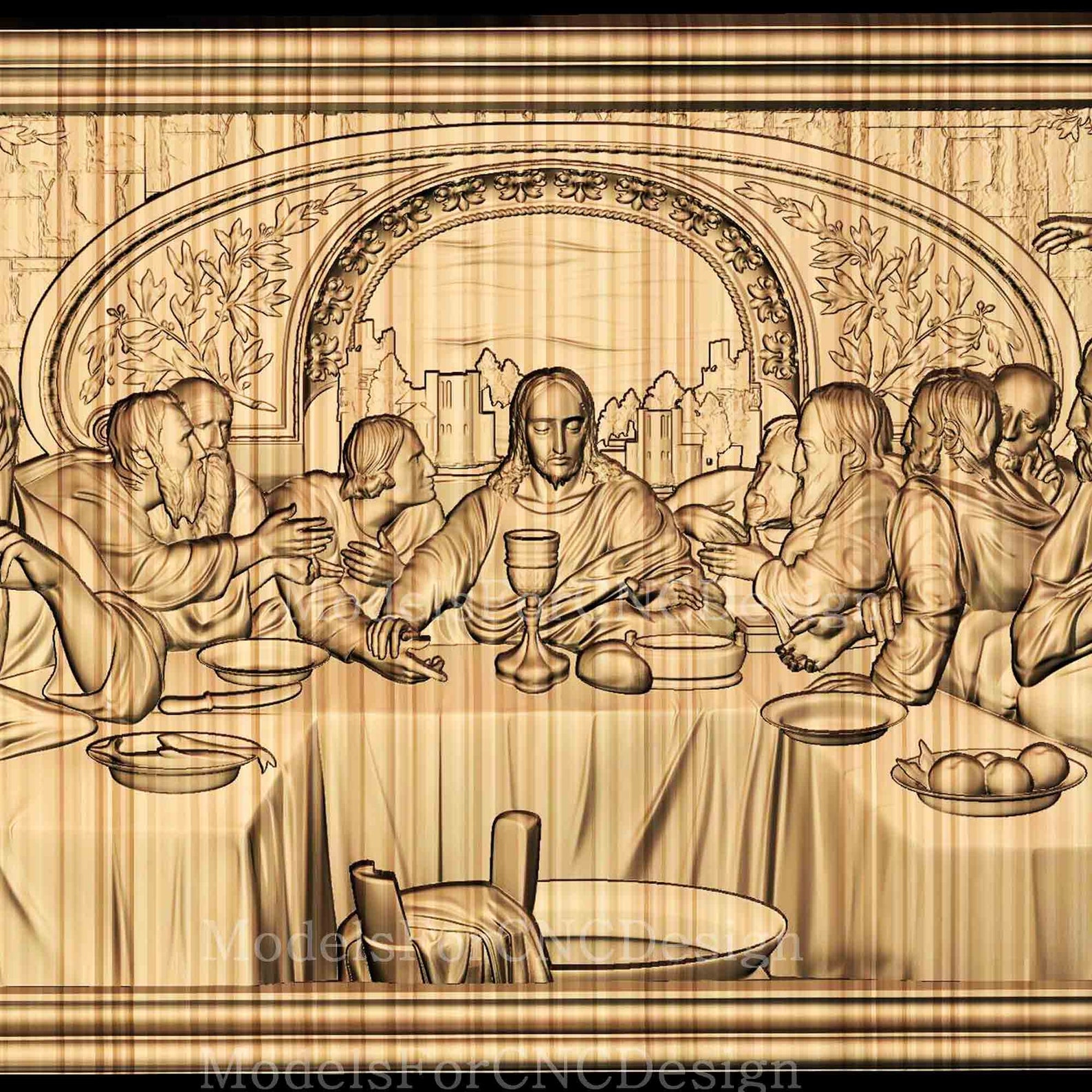 Last Supper Stl File Cnc Route Relief Carving 3d Model Cnc Etsy