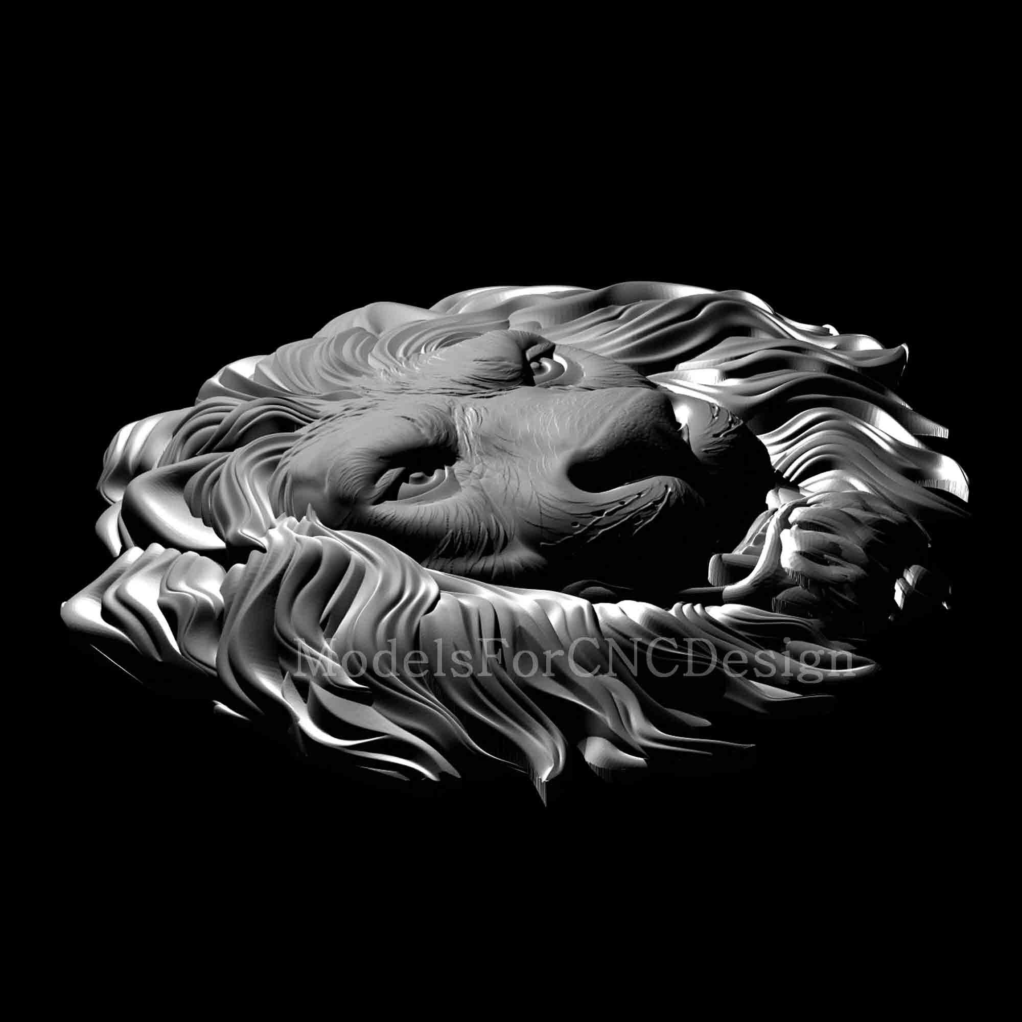 Lion Head 3d Stl Model For Cnc Router Files For Wood Relief Etsy