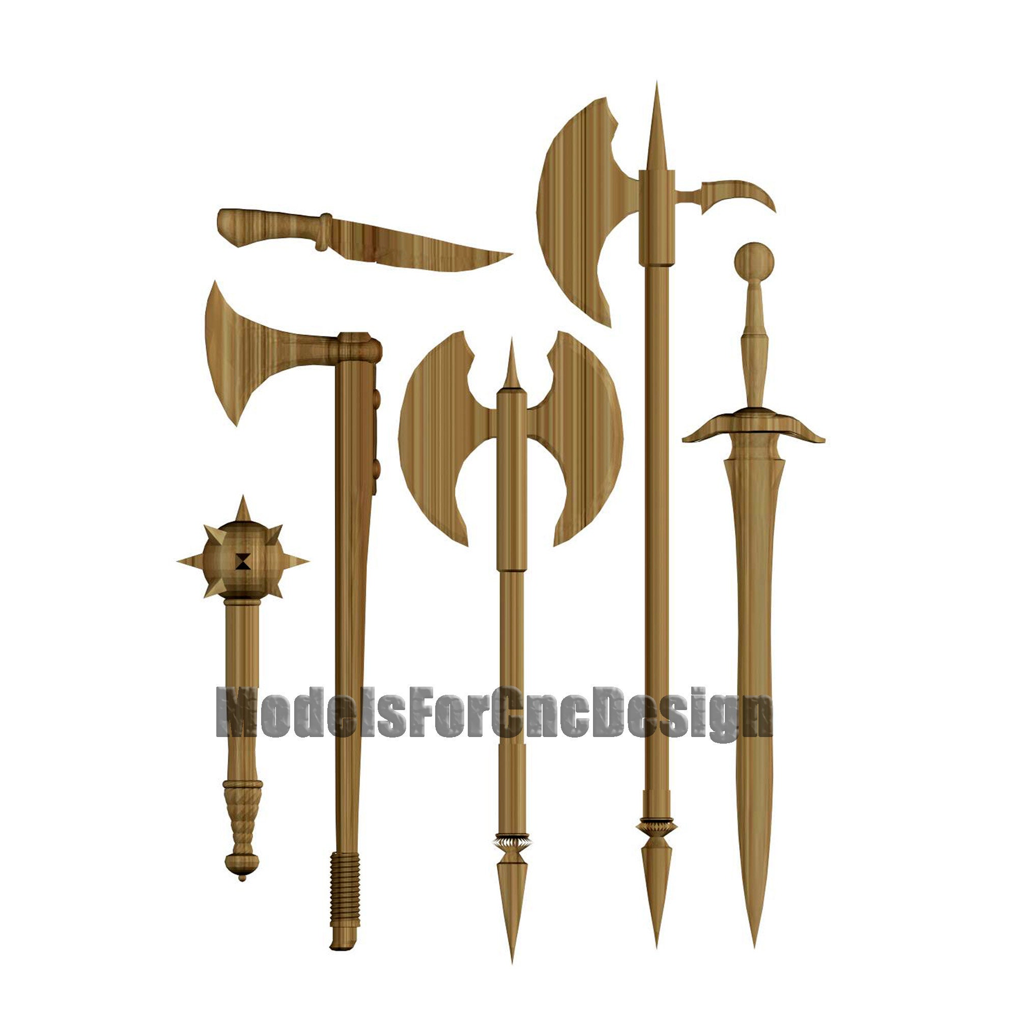 3D Stl CNC File for Wood Swords viking Axes Knif Cnc | Etsy