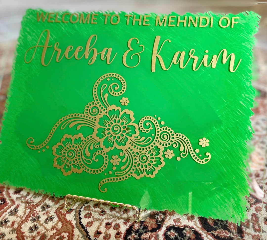 Acrylic Mehndi Welcome Sign Mehendi Sign Shaadi Sign Henna Welcome Sign ...