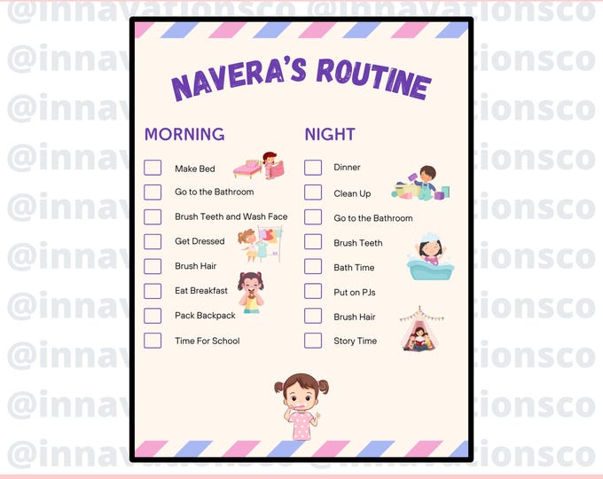 Back to School Morning Bedtime Routine for Kids Printable Customizable ...