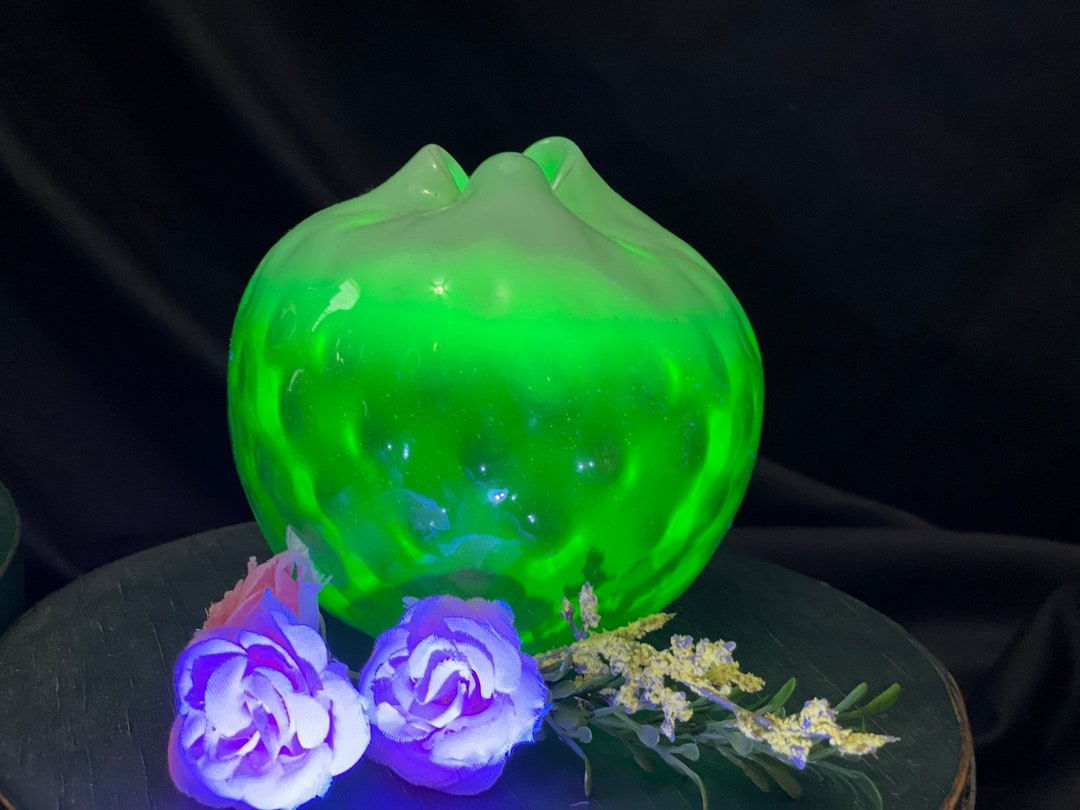 Vintage Uranium 4" Opalescent Rose Bowl Vase - Etsy