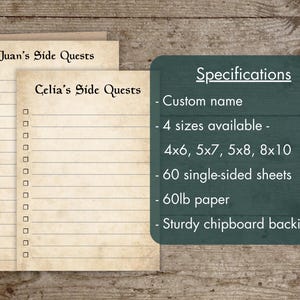 Custom Side Quest Notepad | to Do List Notepad | RPG Game Stationery ...