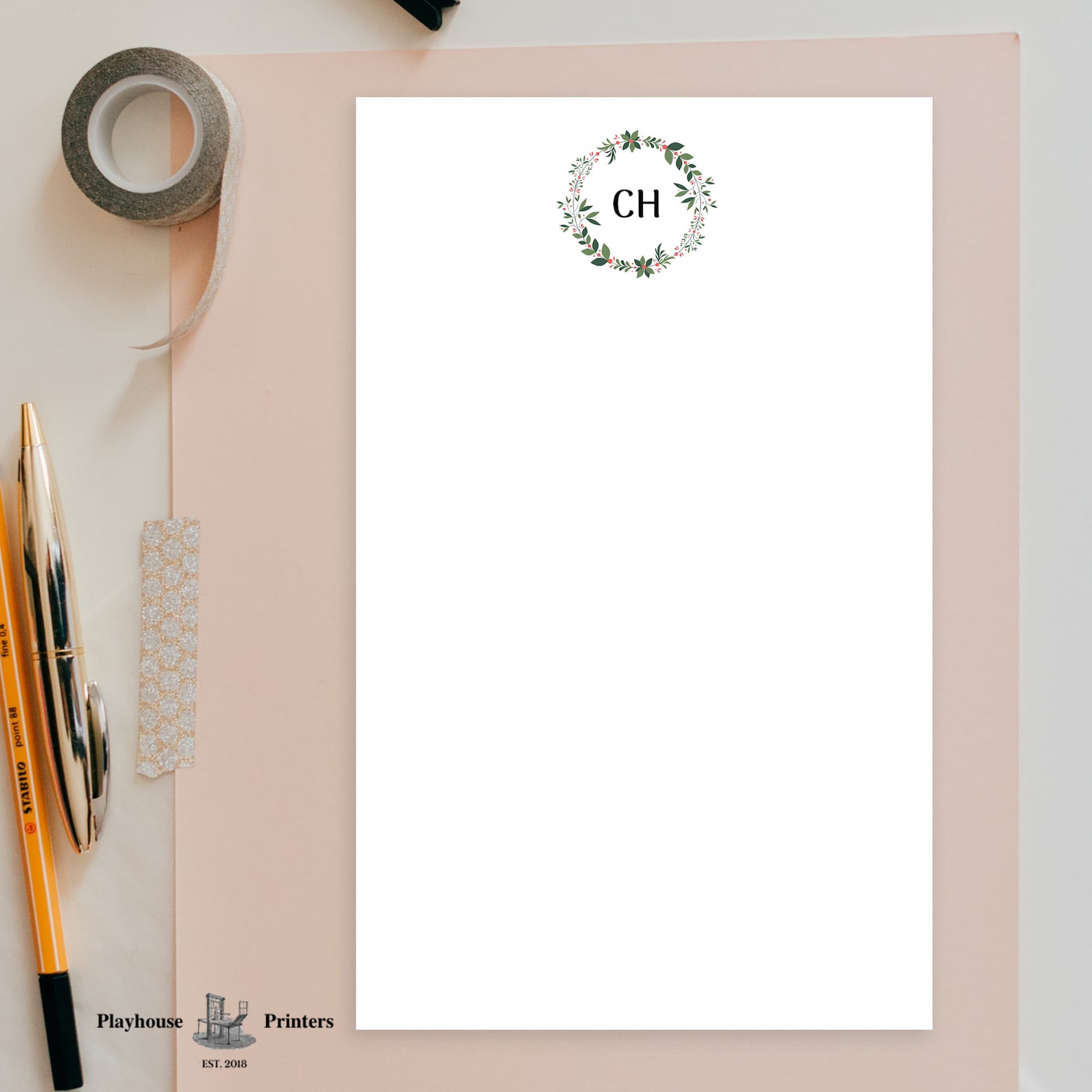 Personalized Notepad Blank Pages Christmas Wreath Notepad - Etsy