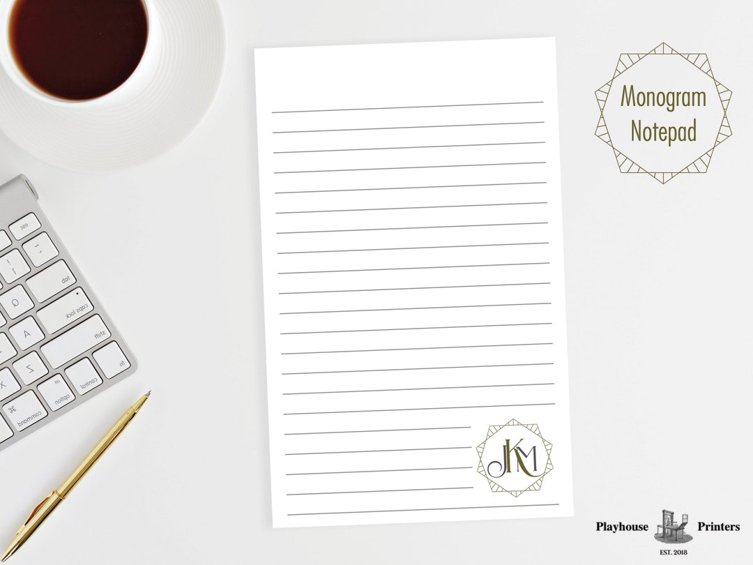Custom Monogram Notepad: Personalized 5x8 Desk Stationery - Etsy