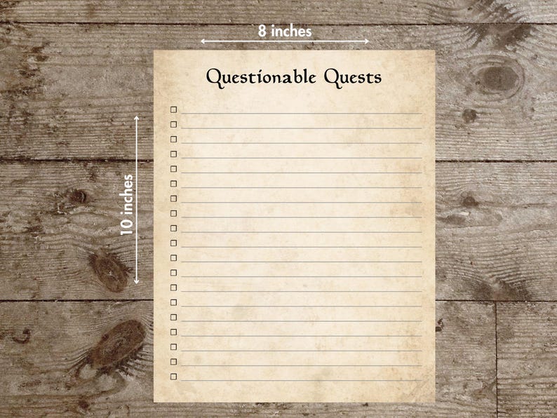 Custom Side Quest Notepad | to Do List Notepad | RPG Game Stationery ...