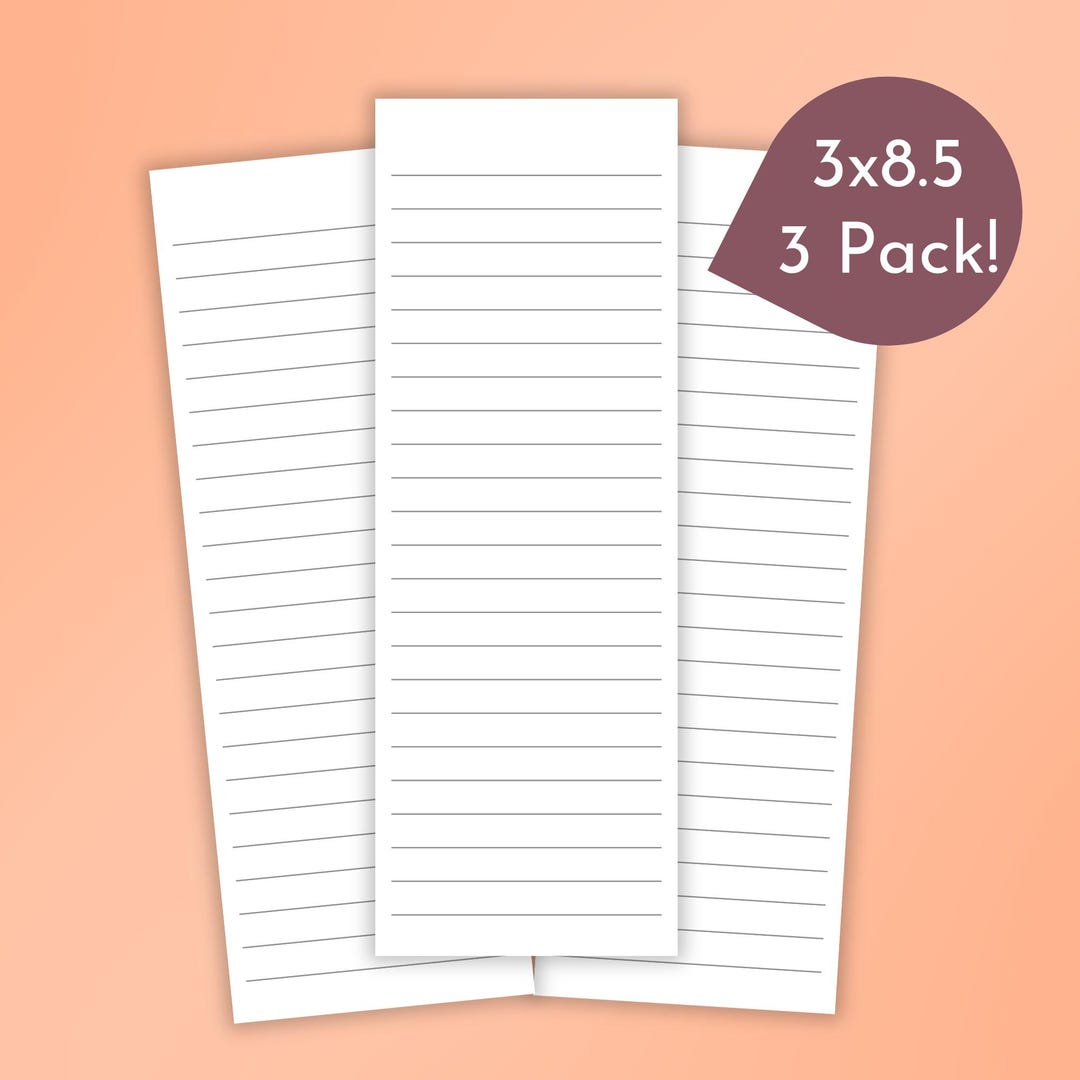 3x8.5 Lined Notepad (3 Pack) | 60 Sheets per Pad - Etsy