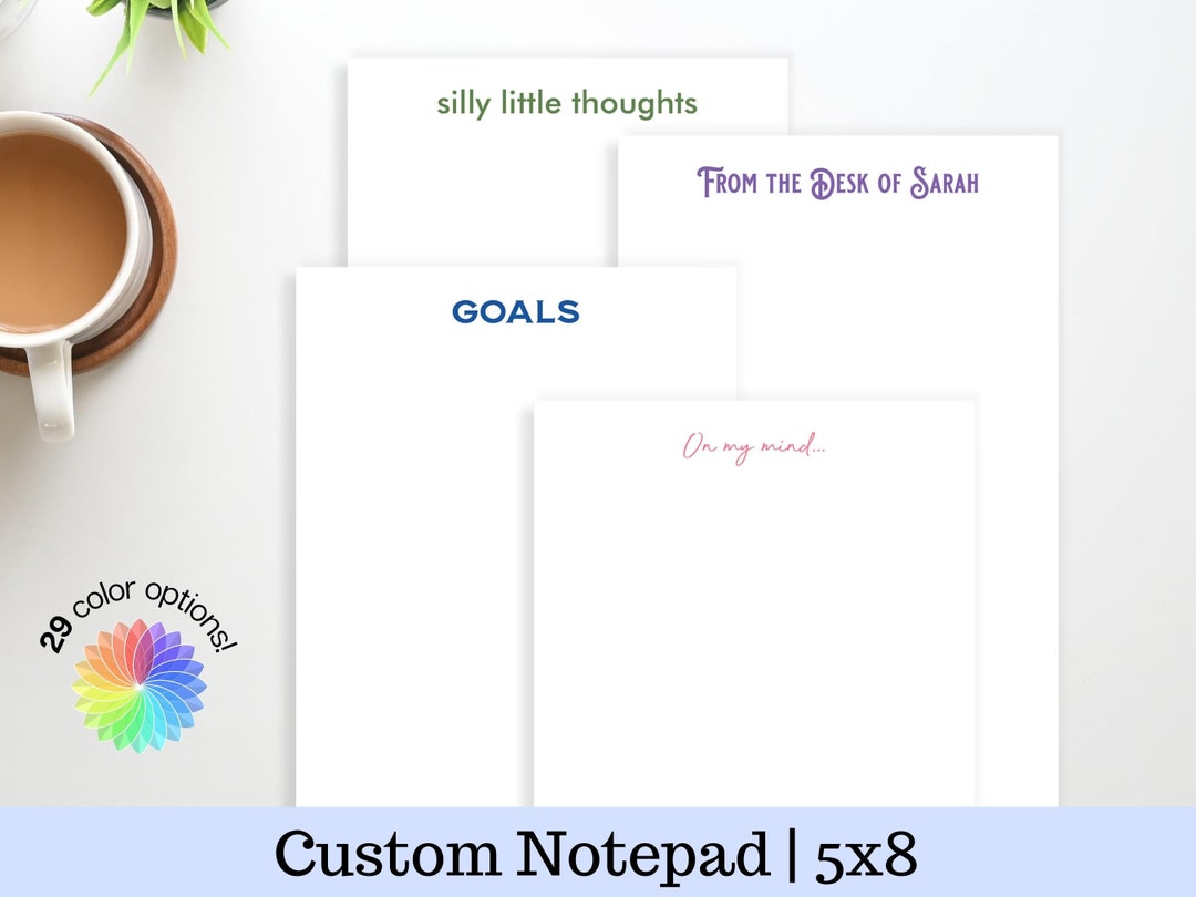 Personalized 5x8 Notepad Custom Blank Notepad Unlined Notepad Custom ...