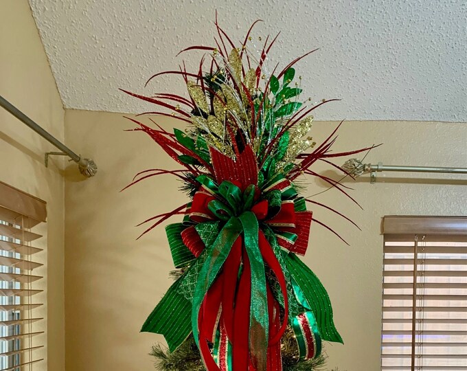 Elegant Tree Topper, Traditional Colors Topper, Christmas Tree Decor ...