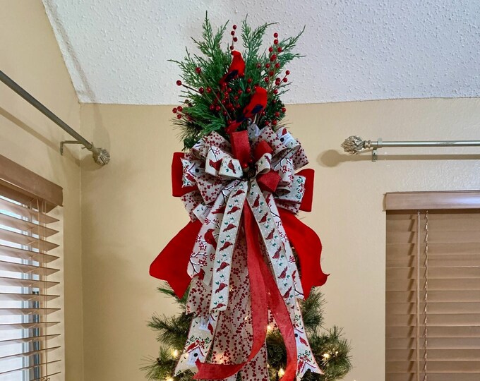 Cardinal Tree Topper, Rustic Cardinal Topper, Farmhouse Topper ...
