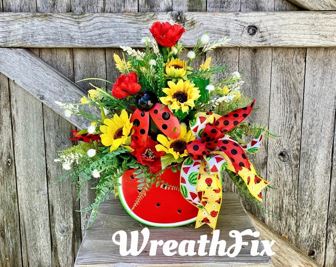 Ladybug Arrangement, Watermelon Centerpiece, Picnic Arrangement, Spring ...