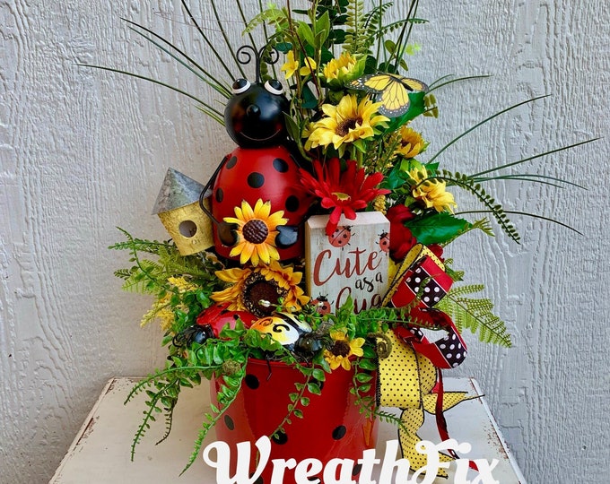 Ladybug Arrangement, Summer Centerpiece, Spring Floral, Large ...