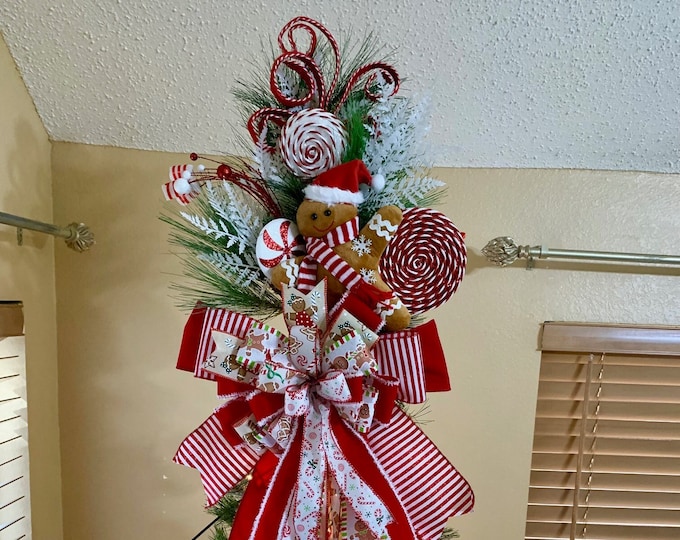 Large Gingerbread Topper, Christmas Tree Topper, Candy Tree Topper ...