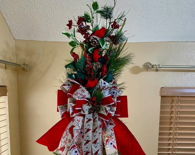 Large Cardinal Tree Topper, Rustic Cardinal Topper, Farmhouse Topper ...