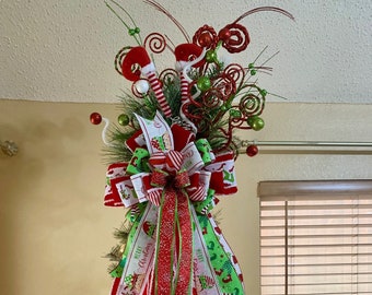 Large Elf Tree Topper, Grinch Inspired Tree Topper, Christmas Tree ...