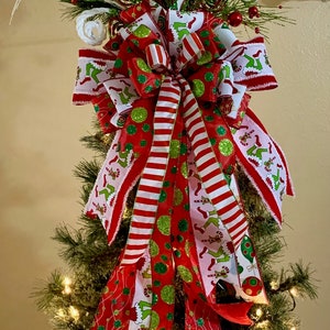 Grinch Inspired Tree Topper, Christmas Tree Decor, Whimsical Topper ...