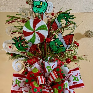 Grinch Inspired Tree Topper, Christmas Tree Decor, Whimsical Topper ...