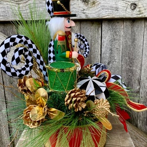Elegant Nutcracker Arrangement, Christmas Centerpiece, Holiday Decor, Table Decor, Gold Drum ...