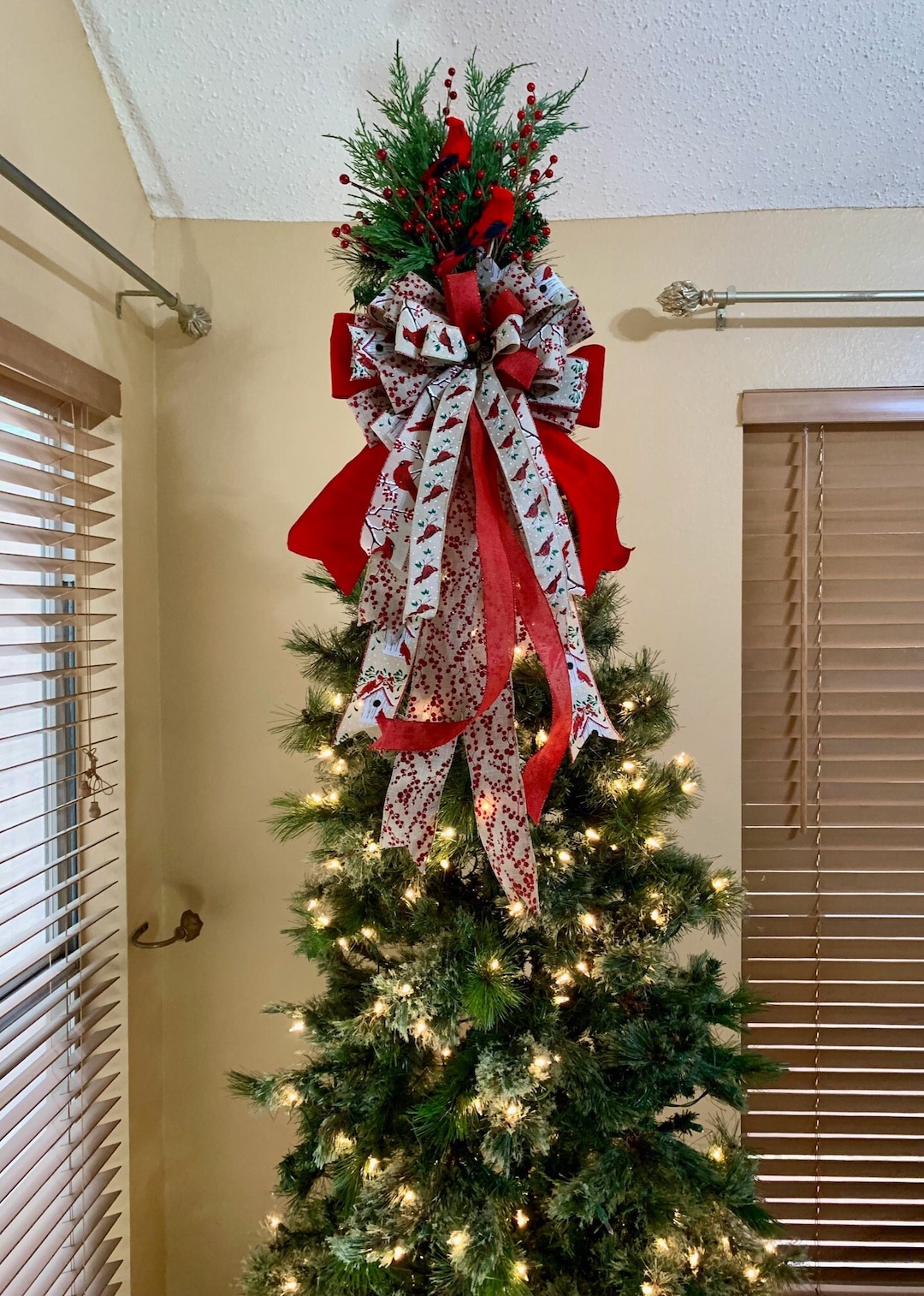 Cardinal Tree Topper, Rustic Cardinal Topper, Farmhouse Topper ...