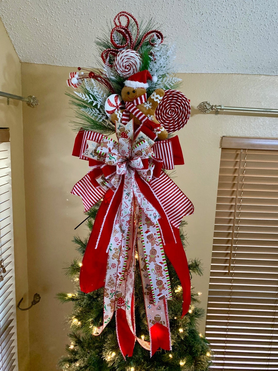 Large Gingerbread Topper, Christmas Tree Topper, Candy Tree Topper ...