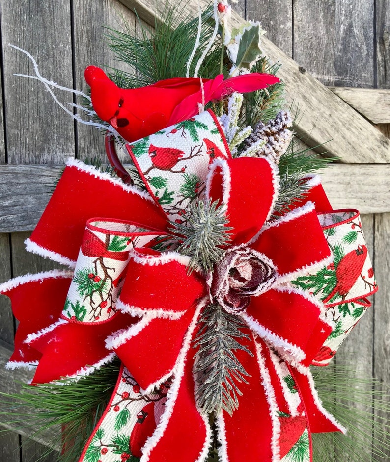Cardinal Lantern Swag Christmas Bow Lantern Attachment - Etsy