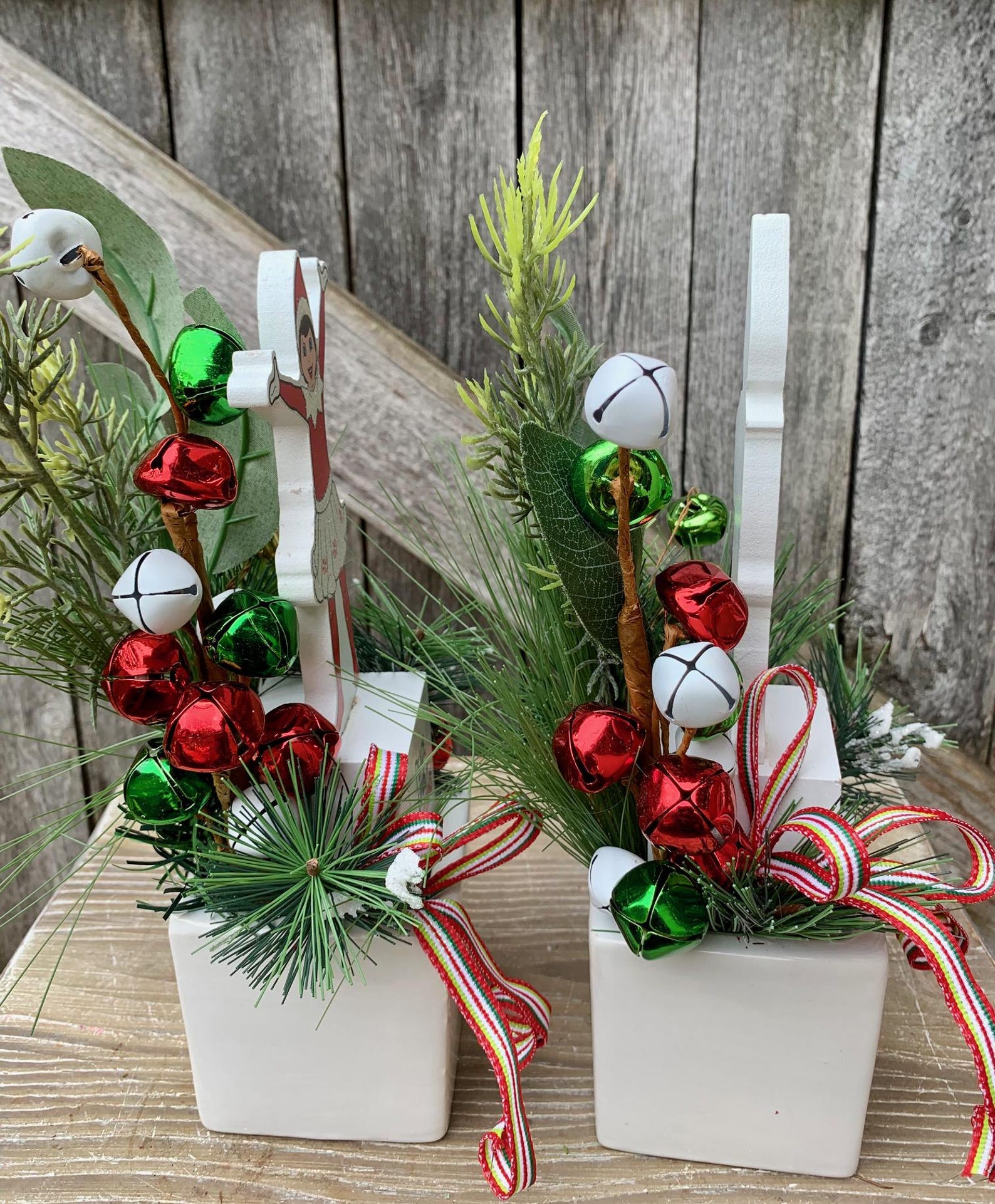Set of Elf Arrangements, Mini Centerpiece, Small Arrangement, Christmas ...