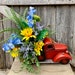 Red Truck Spring Arrangement, Sunflower, Bluebonnets, Table Decor ...