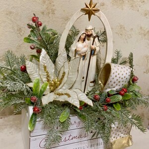 Nativity Arrangement, Religious Centerpiece, Elegant Arrangement, Holy ...