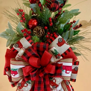 Large Truck Tree Topper, Farmhouse Topper, Christmas Tree Decor, Red ...