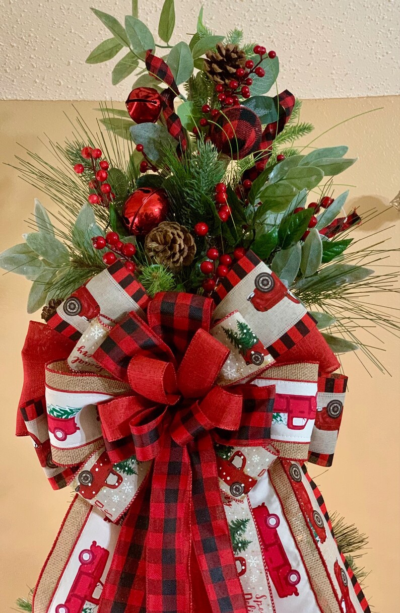 Large Truck Tree Topper, Farmhouse Topper, Christmas Tree Decor, Red ...