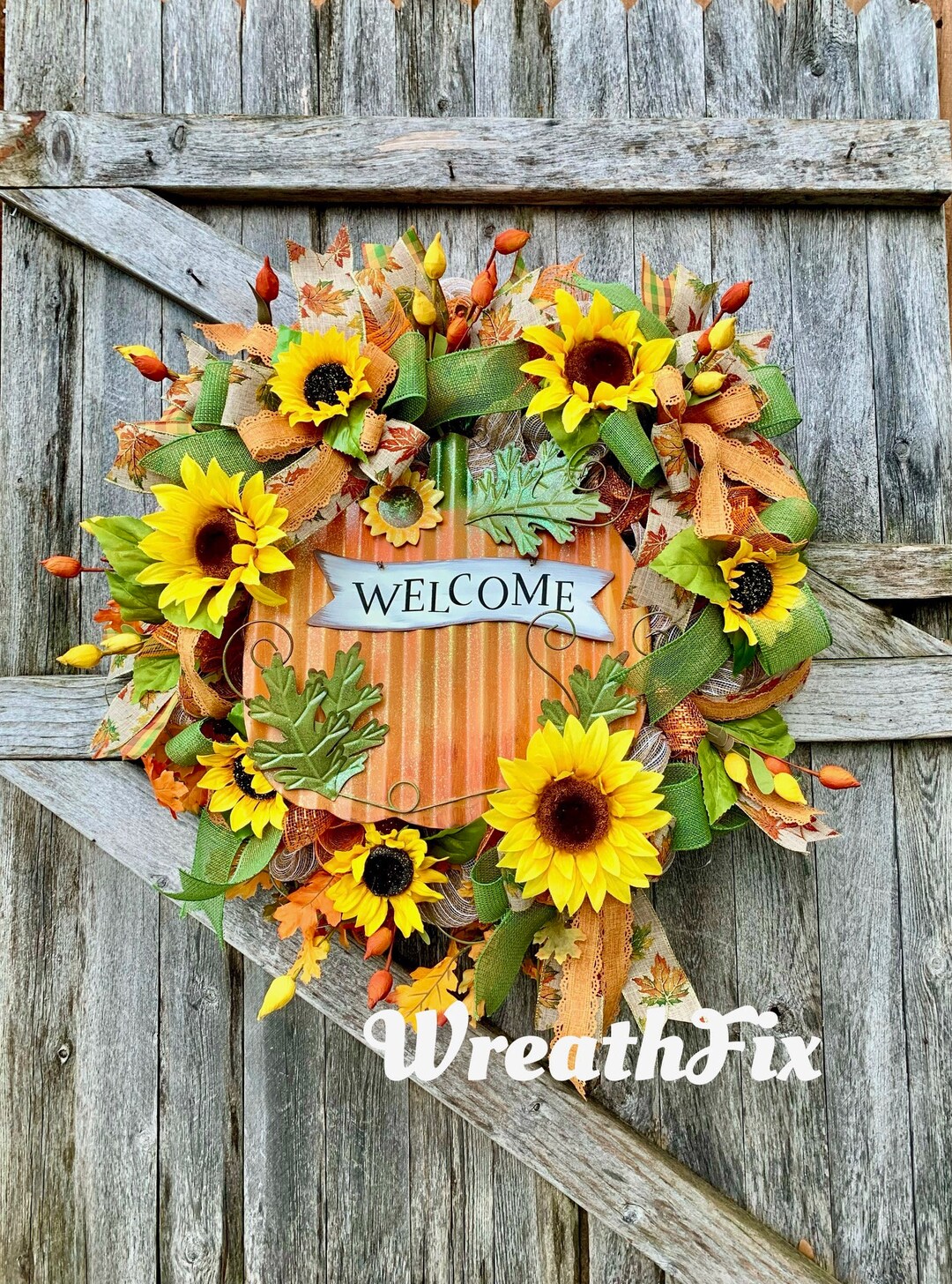 Large Fall Wreath, Fall Welcome Wreath, Deco Mesh Wreath, Pumpkin ...