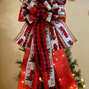 Large Truck Tree Topper, Farmhouse Topper, Christmas Tree Decor, Red ...