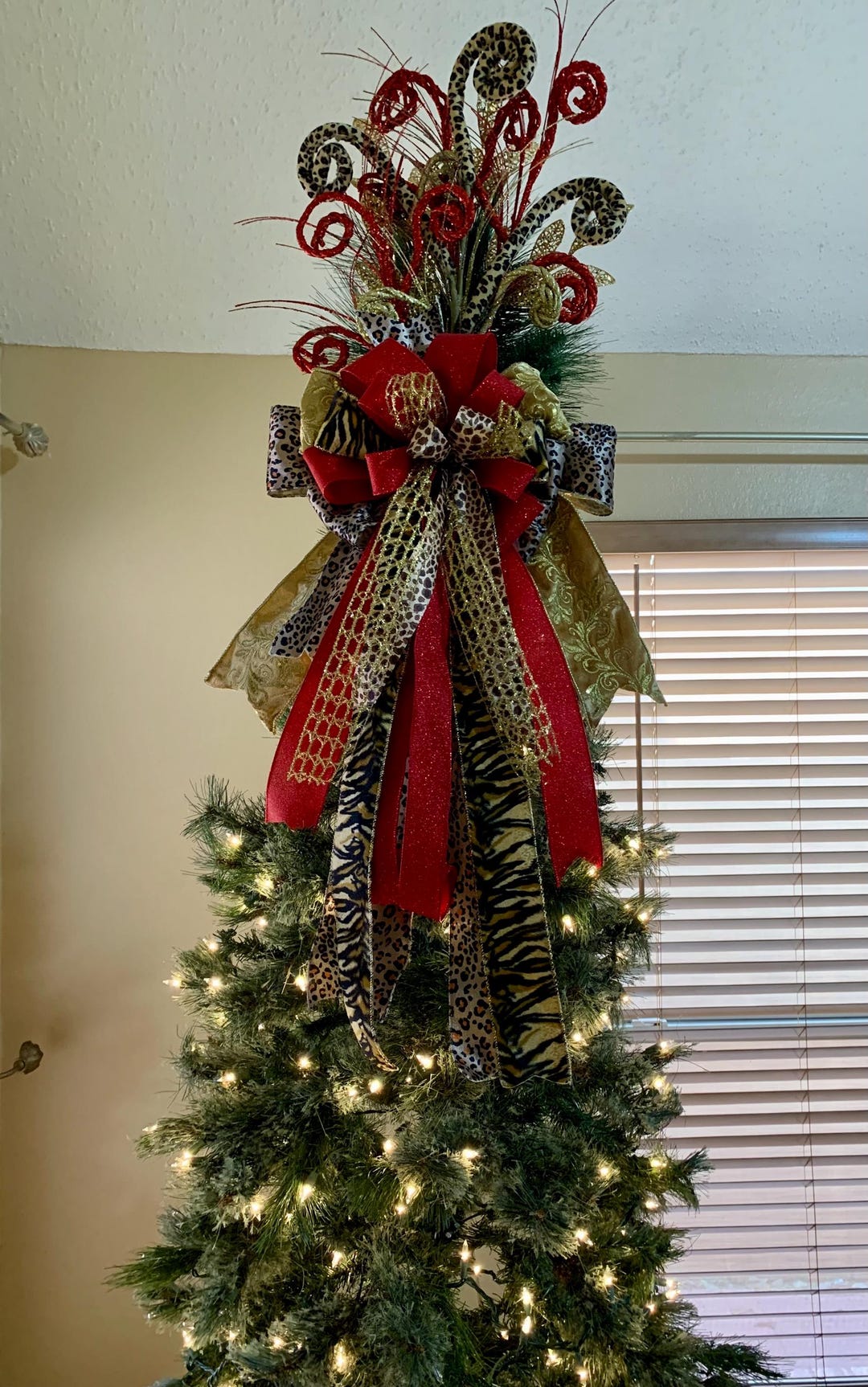 Large Animal Print Tree Topper, Elegant Topper, Christmas Tree Decor ...