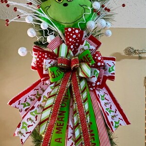 Xlarge Grinch Inspired Tree Topper, Monster Head, Christmas Tree Decor ...