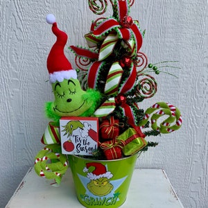 Grinch Inspired Centerpiece, Lighted Christmas Tree, Holiday Table ...