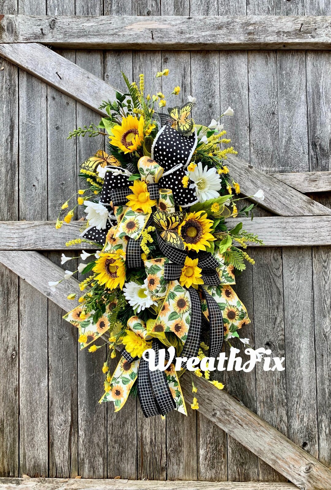 Sunflower Swag, Everday Wreath, Deluxe Wreath, Large Wreath, Spring ...