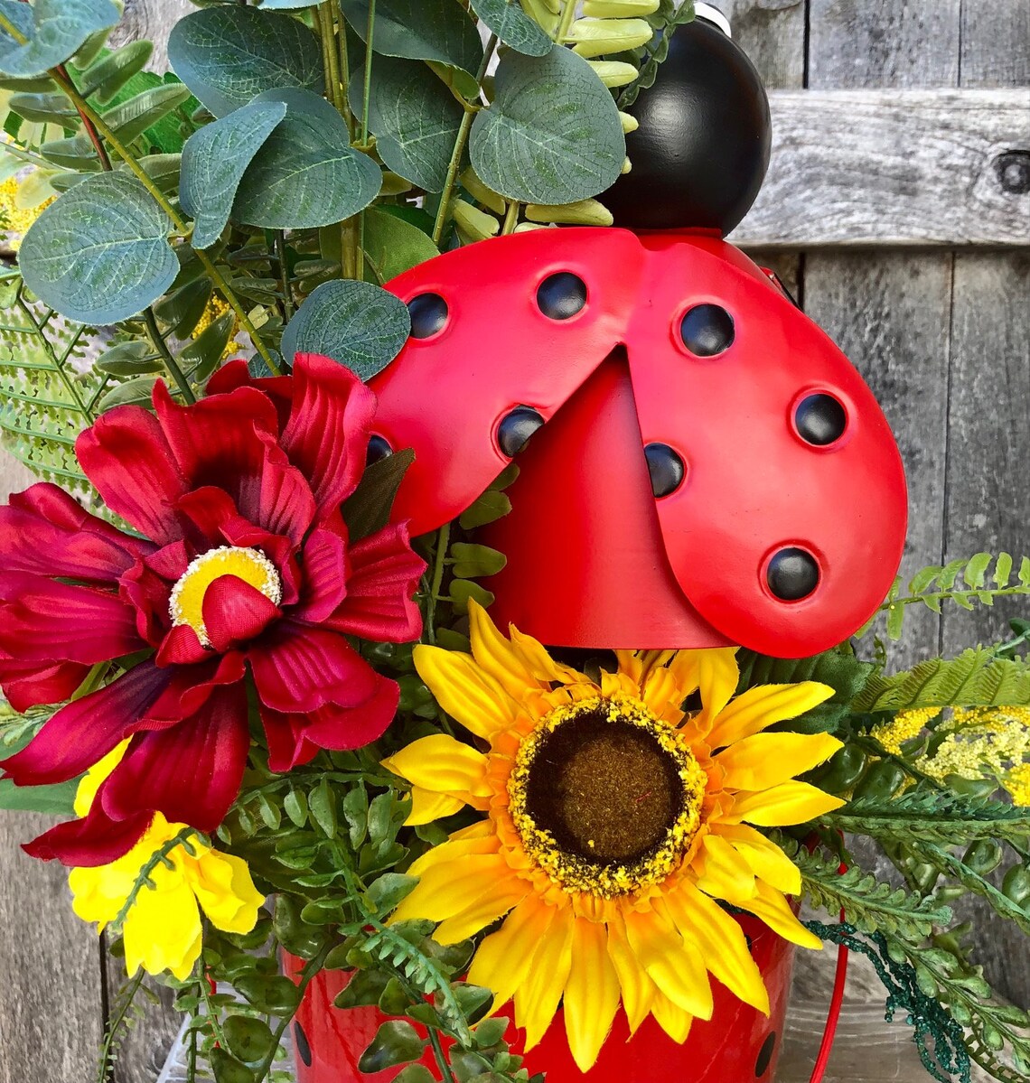 Ladybug Arrangement Summer Centerpiece Spring Floral Summer | Etsy