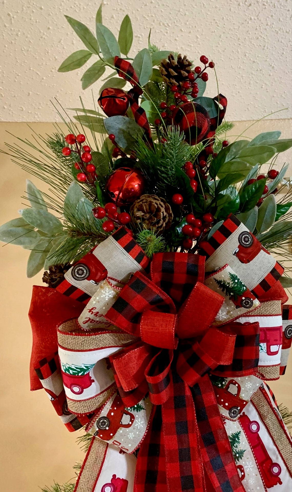 Large Truck Tree Topper, Farmhouse Topper, Christmas Tree Decor, Red ...