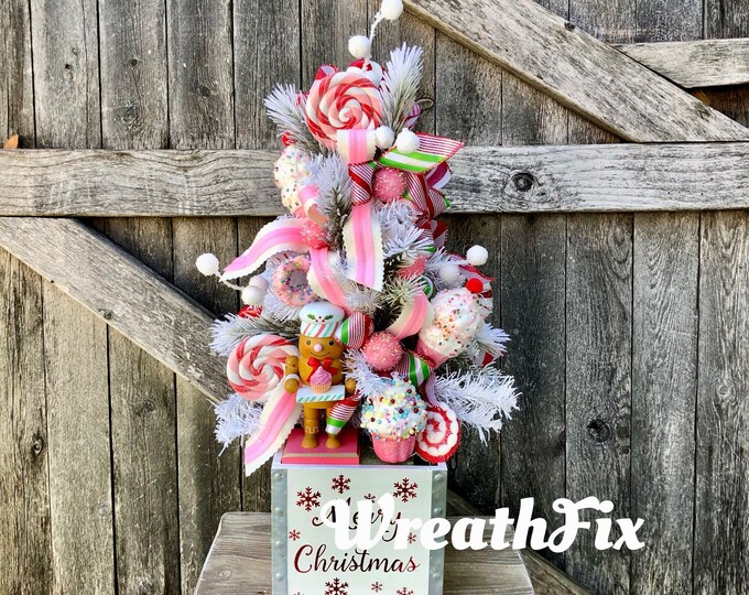 Pink Gingerbread Christmas Tree, Tabletop Christmas Tree, Nutcracker ...