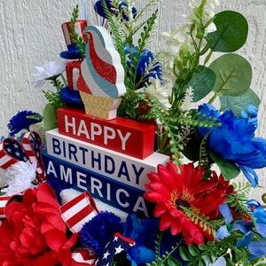 Large Patriotic Flower Basket, Basket Arrangement, 4th of July ...