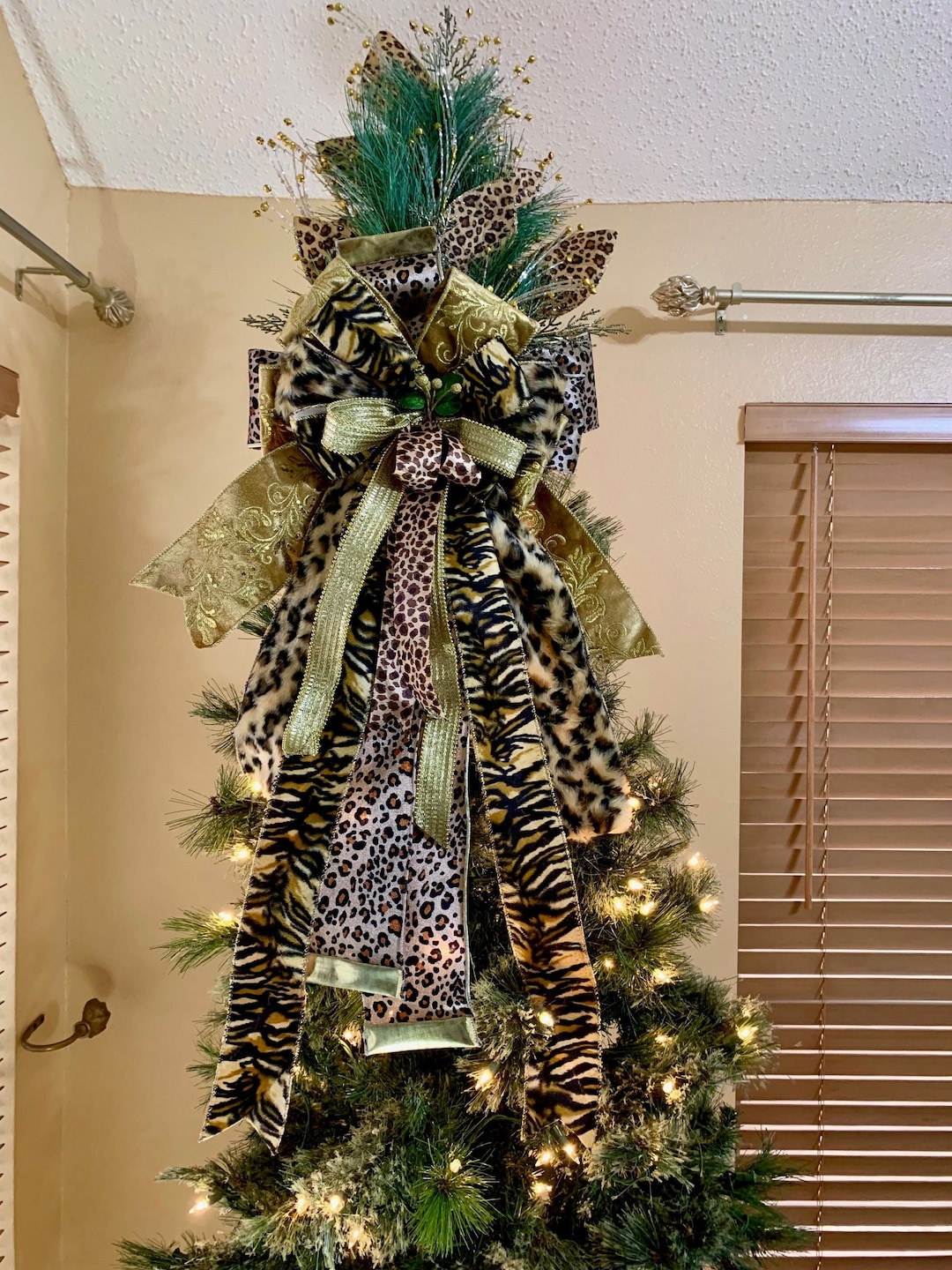 Large Animal Print Tree Topper, Elegant Topper, Christmas Tree Decor ...