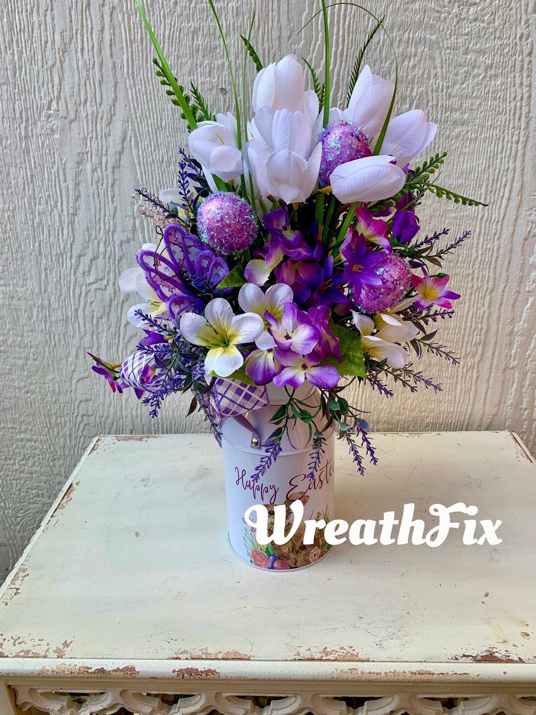 Purple Easter Arrangement, Spring Centerpiece, Table Centerpiece ...