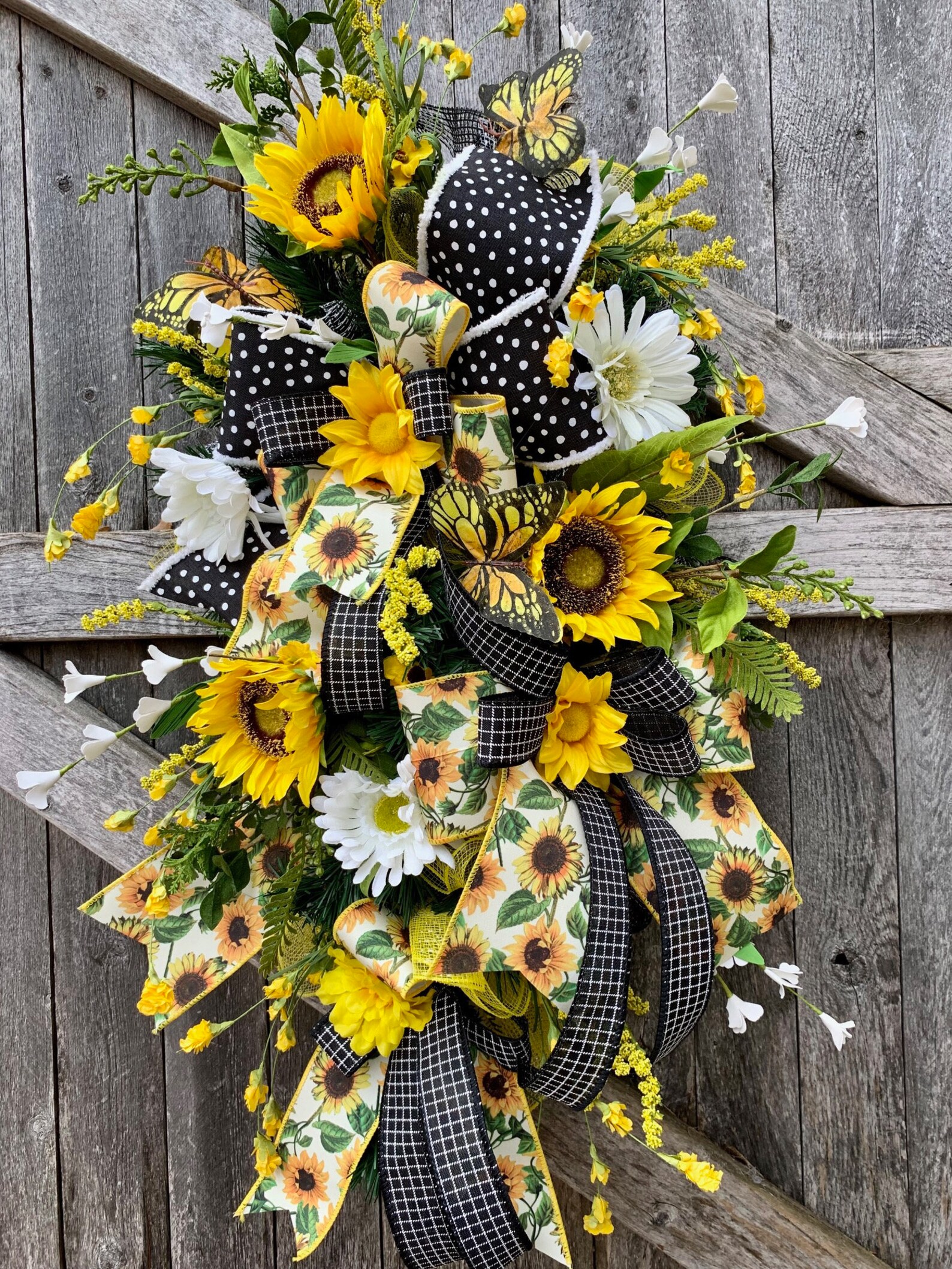 Sunflower Swag, Everday Wreath, Deluxe Wreath, Large Wreath, Spring ...
