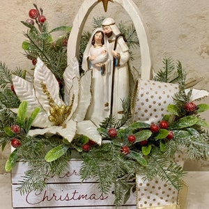 Nativity Arrangement, Religious Centerpiece, Elegant Arrangement, Holy ...