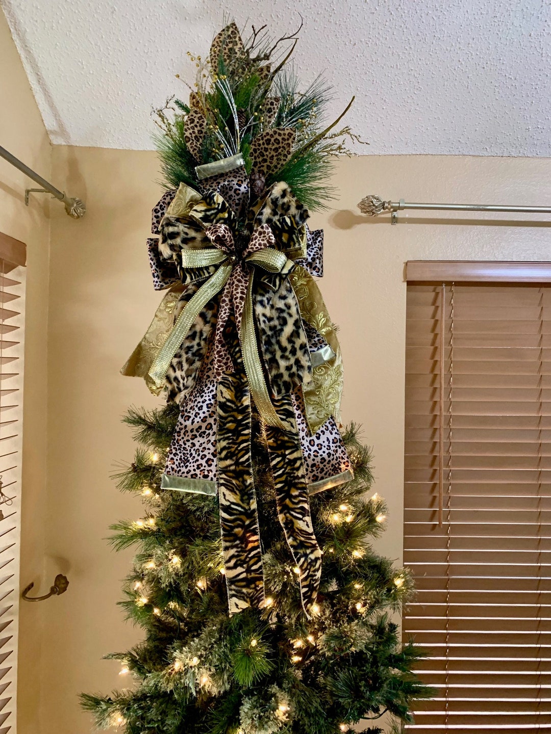 Large Animal Print Tree Topper, Elegant Topper, Christmas Tree Decor ...