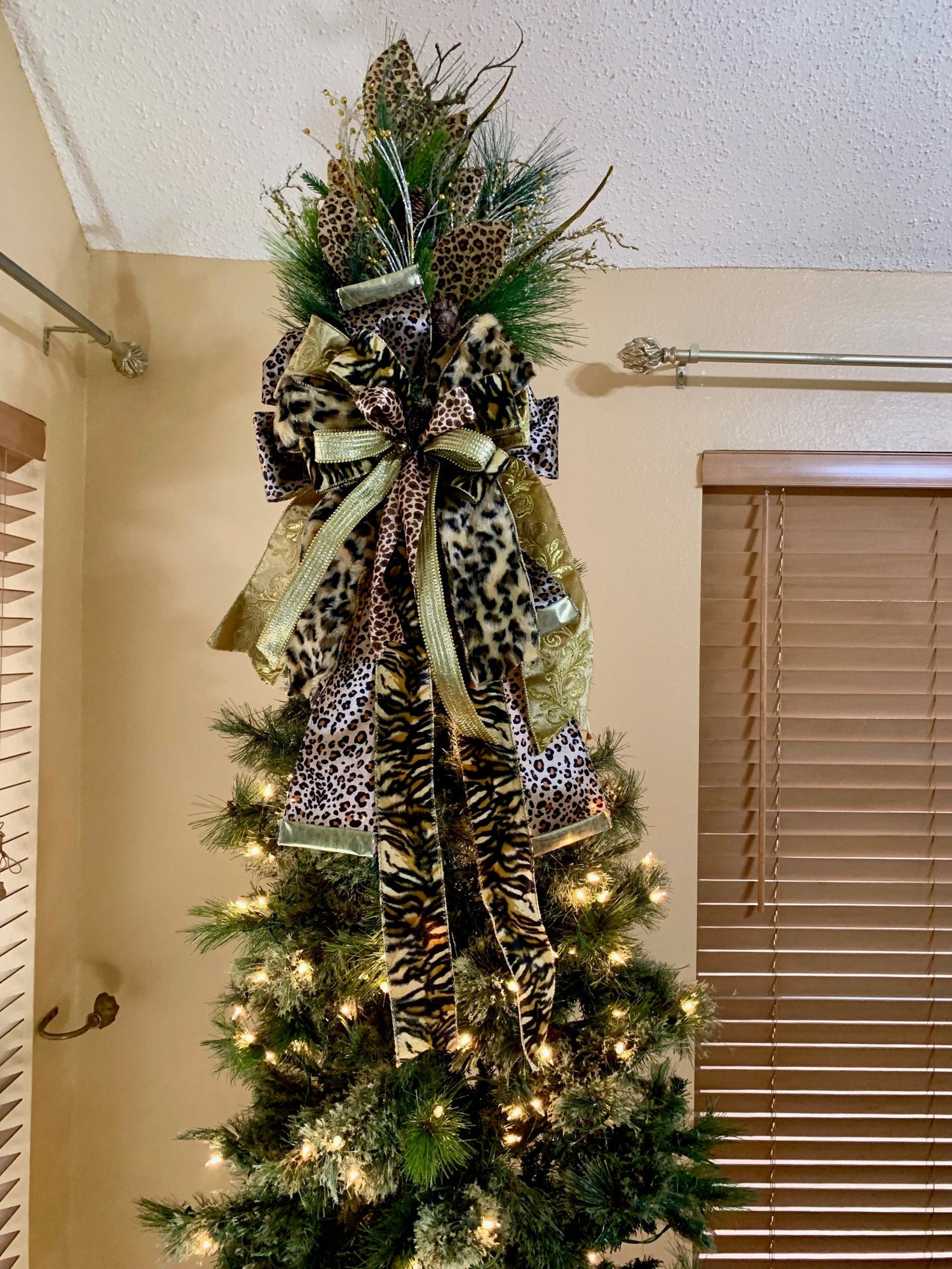 Large Animal Print Tree Topper, Elegant Topper, Christmas Tree Decor ...