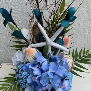 Beach Floral Arrangement for Tabletop, Seaside Floral, Coastal ...