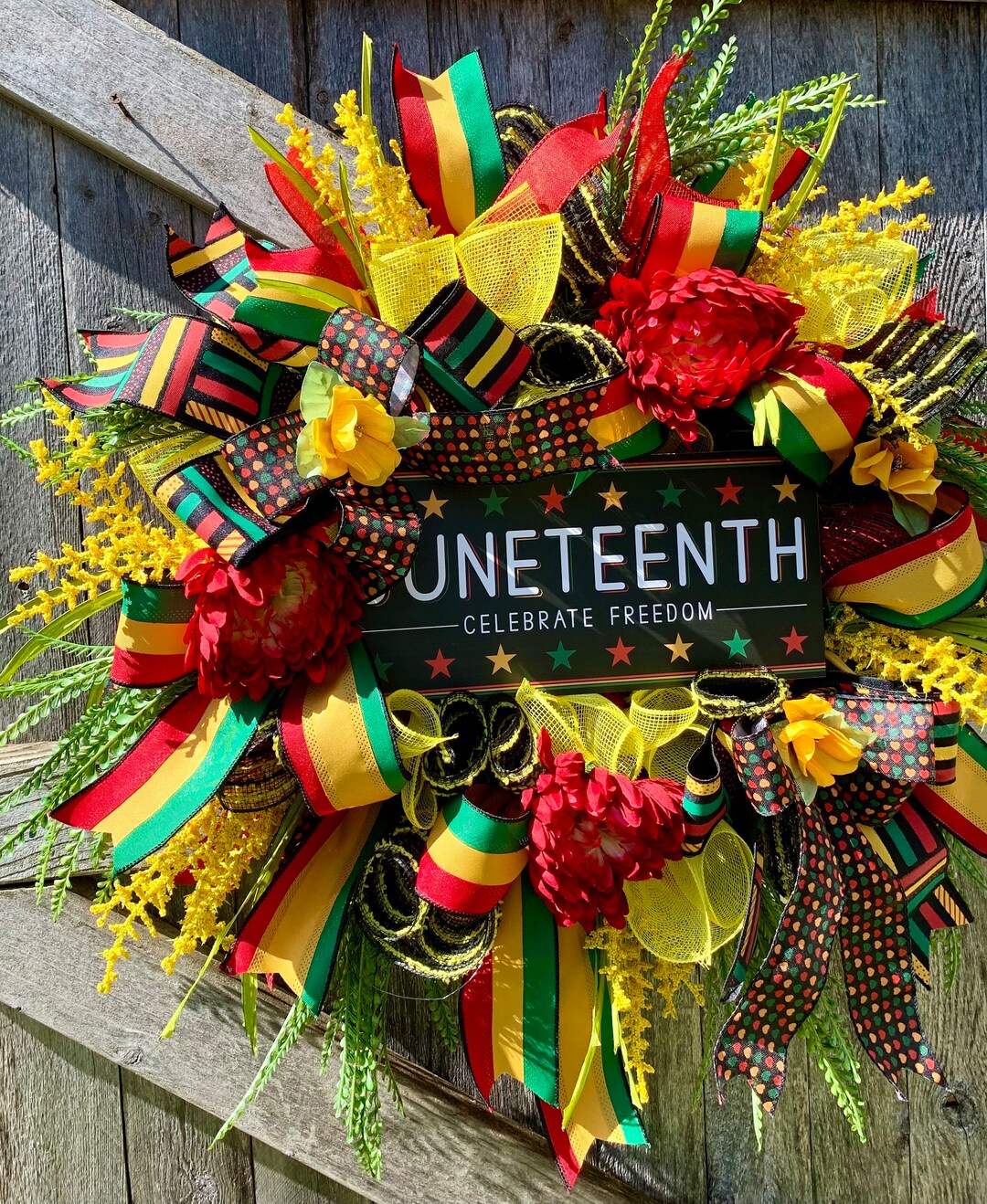 Juneteenth Wreath, Black History Wreath, Door Decor, Black Red and ...