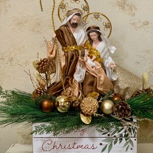 Nativity Arrangement, Religious Centerpiece, Elegant Arrangement, Holy ...